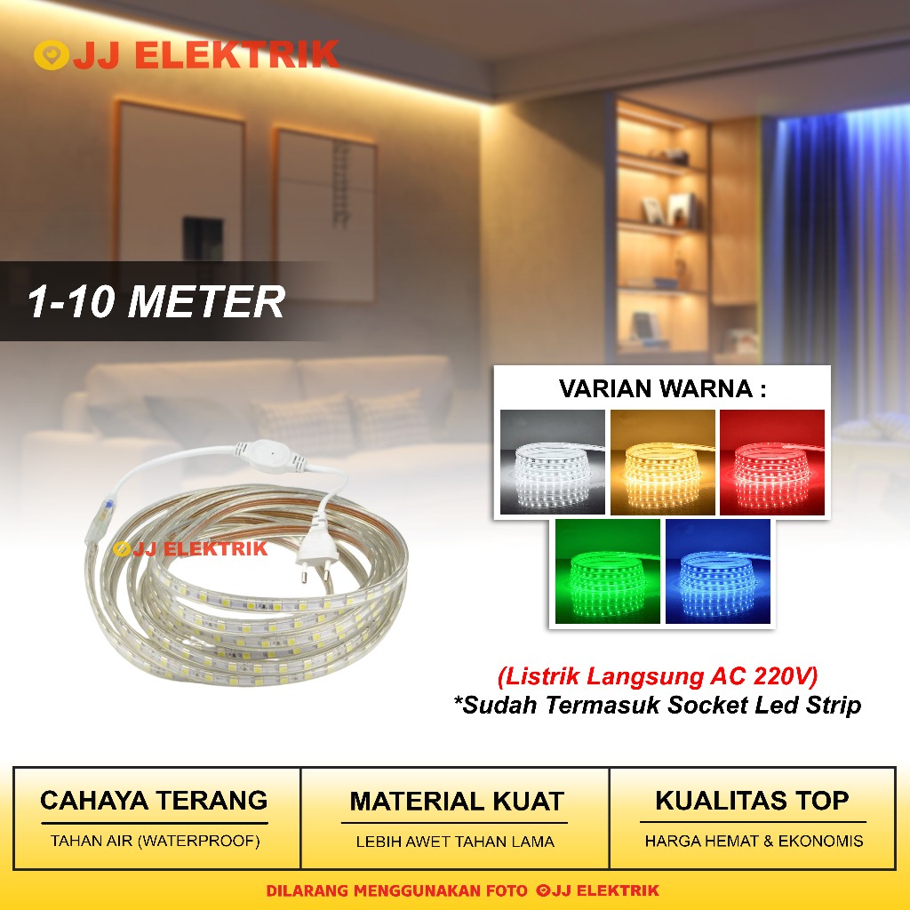 Jual Paket Siap Pakai Tinggal Colok 1 -10 Meter LED Strip Lampu Hias ...