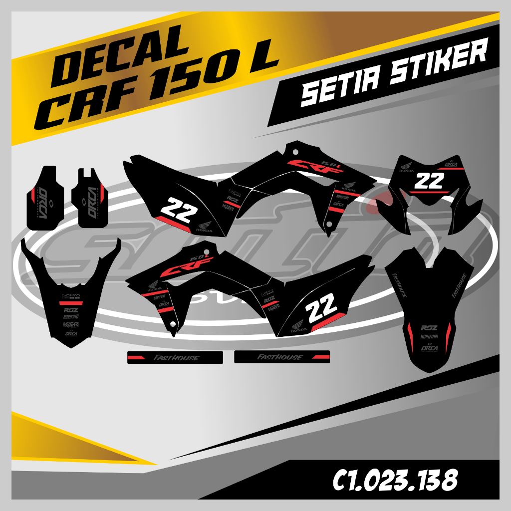 Jual DECAL STIKER CRF 150 L FULL BODY, HITAM LIS MERAH, SUPERMOTO ...