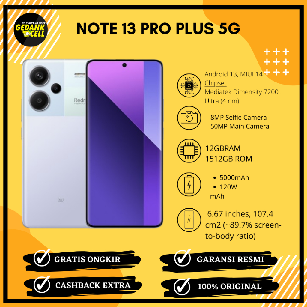 Jual REDMI NOTE 13 PRO PLUS 5G 12/512 BERGARANSI RESMI | Shopee Indonesia