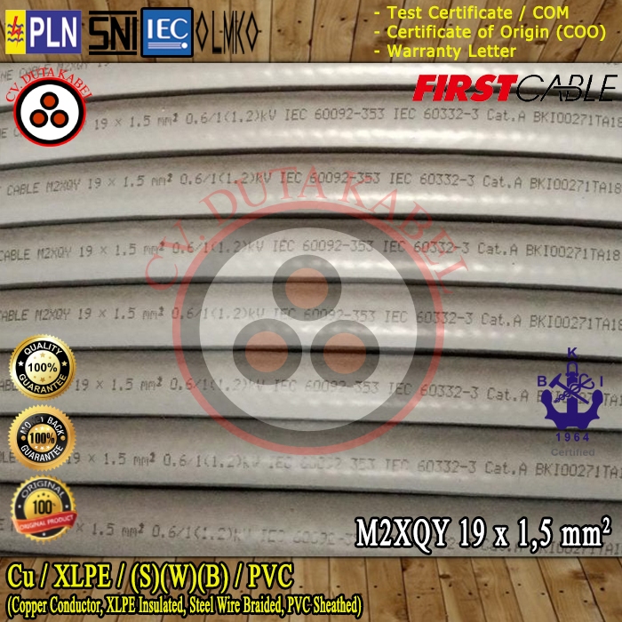 Jual Marine Cable - M2XQY 19x1,5 mm2 (Cu/XLPE/SWB/PVC) Grey / 19x1.5 ...