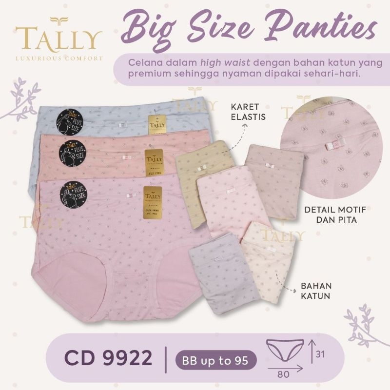 Jual (isi 3 pcs) Tally bb up to 100kg CD/Celana Dalam Wanita Katun Premium Big Size Collection ...