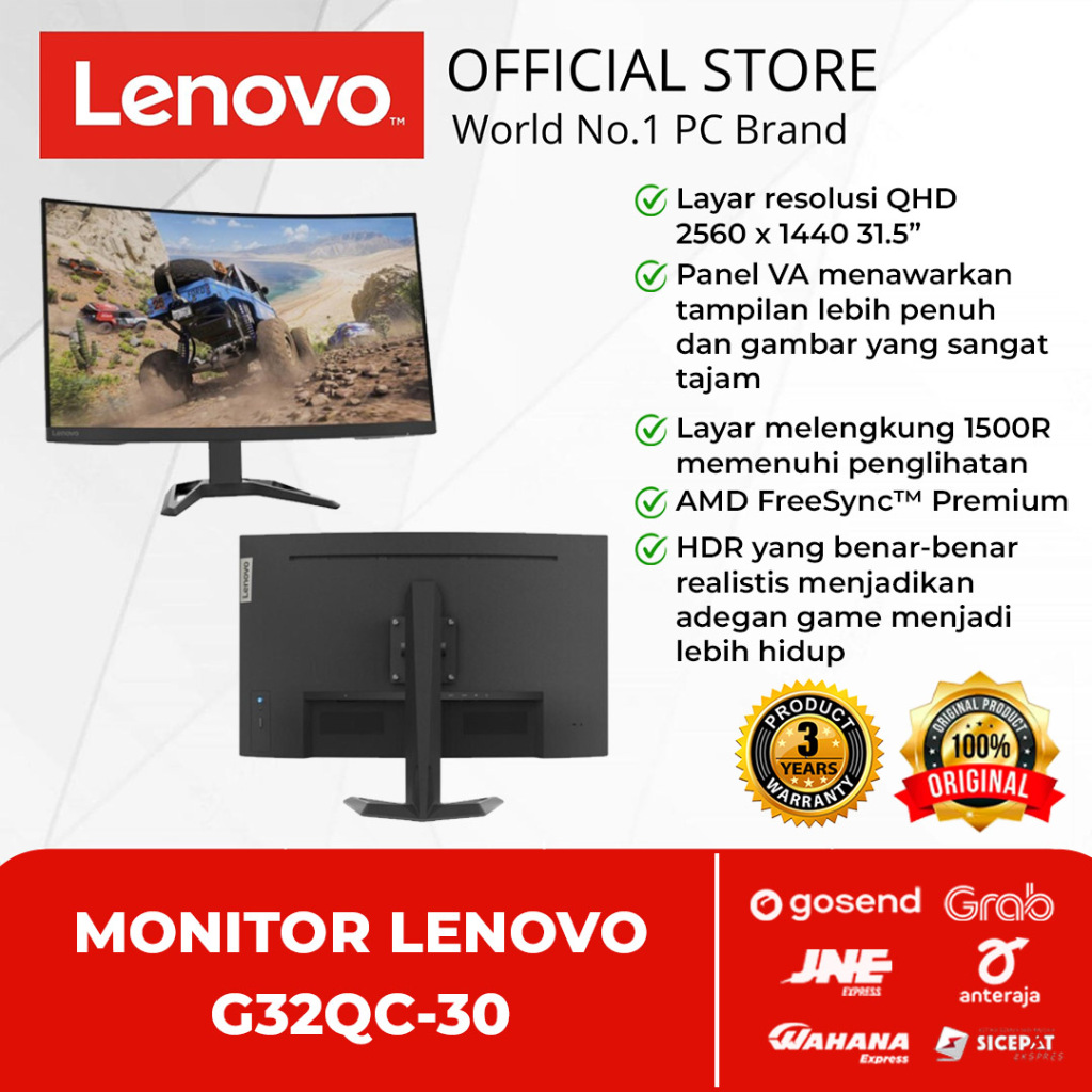 Jual MONITOR LENOVO G32QC-30 31.5" QHD CURVE QHD 170HZ | Shopee Indonesia