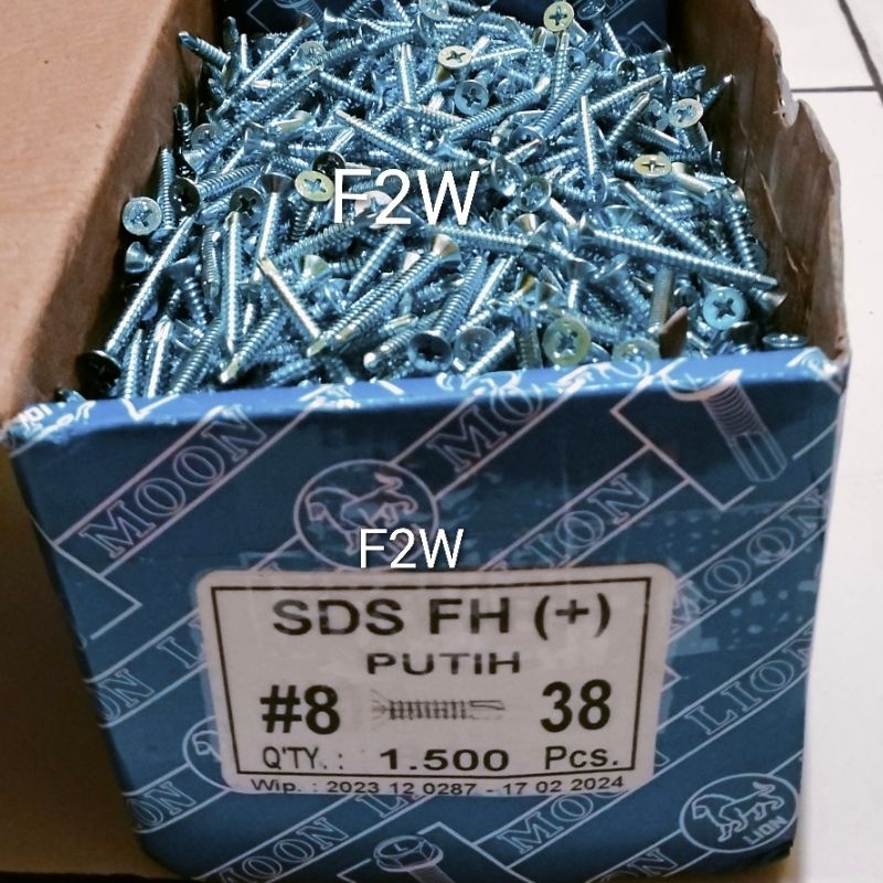 Jual #8X38 SEKRUP SDS FH (+) PUTIH MOON LION 8X38 SKRUP ROOFING SDS ...