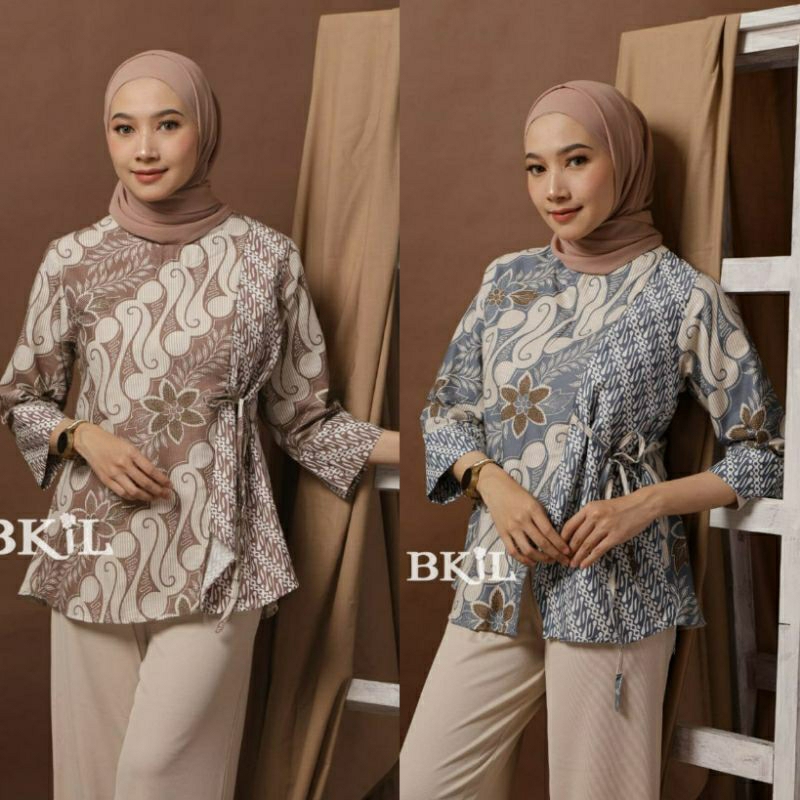 Jual Baju Batik wanita ASJ SA HRB026 Kenongo Kemeja Tosca Pendek Batik terbaru | Shopee Indonesia