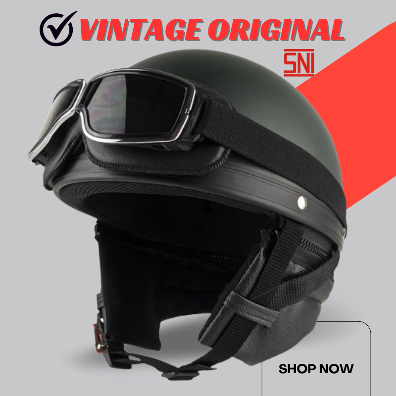 Jual ACN Helmet Helm Vintage Chips Harley Free Kacamata Goggle Helm ...