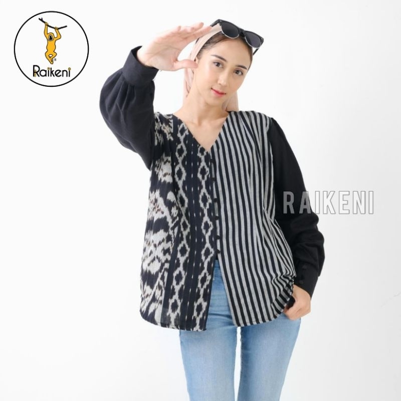 Jual RAIKENI Kemeja Chiba | Kemeja Tenun | Blouse Tenun Batik | Kemeja ...