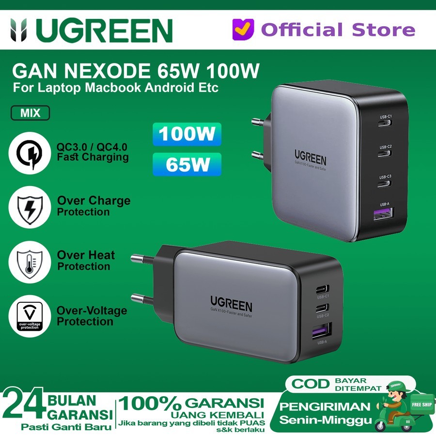 Jual UGREEN Kepala Charger GAN PD Type C FAST Charging 65w 100w 10335 | Shopee Indonesia