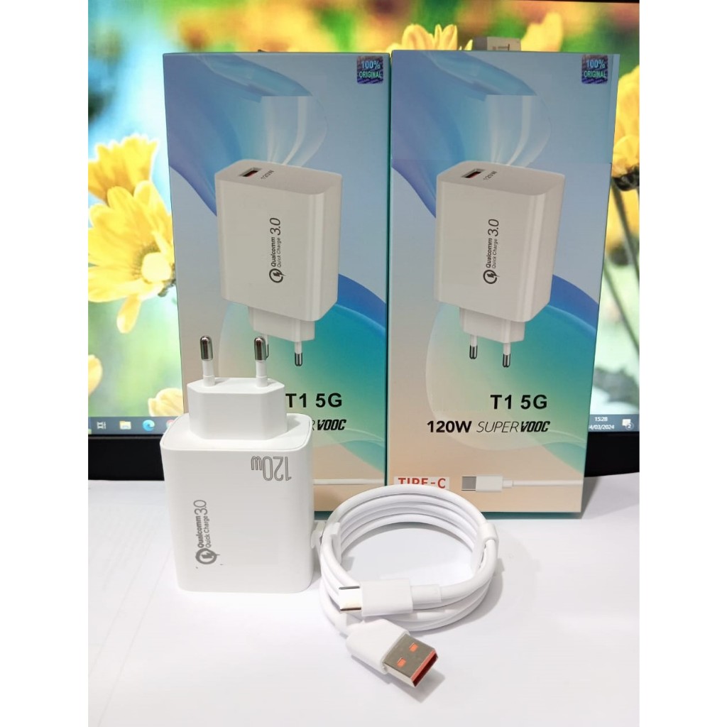 Jual Charger HP VVO T1 5G 120W Super Vooc Quick Charge 3.0 Support Fast ...