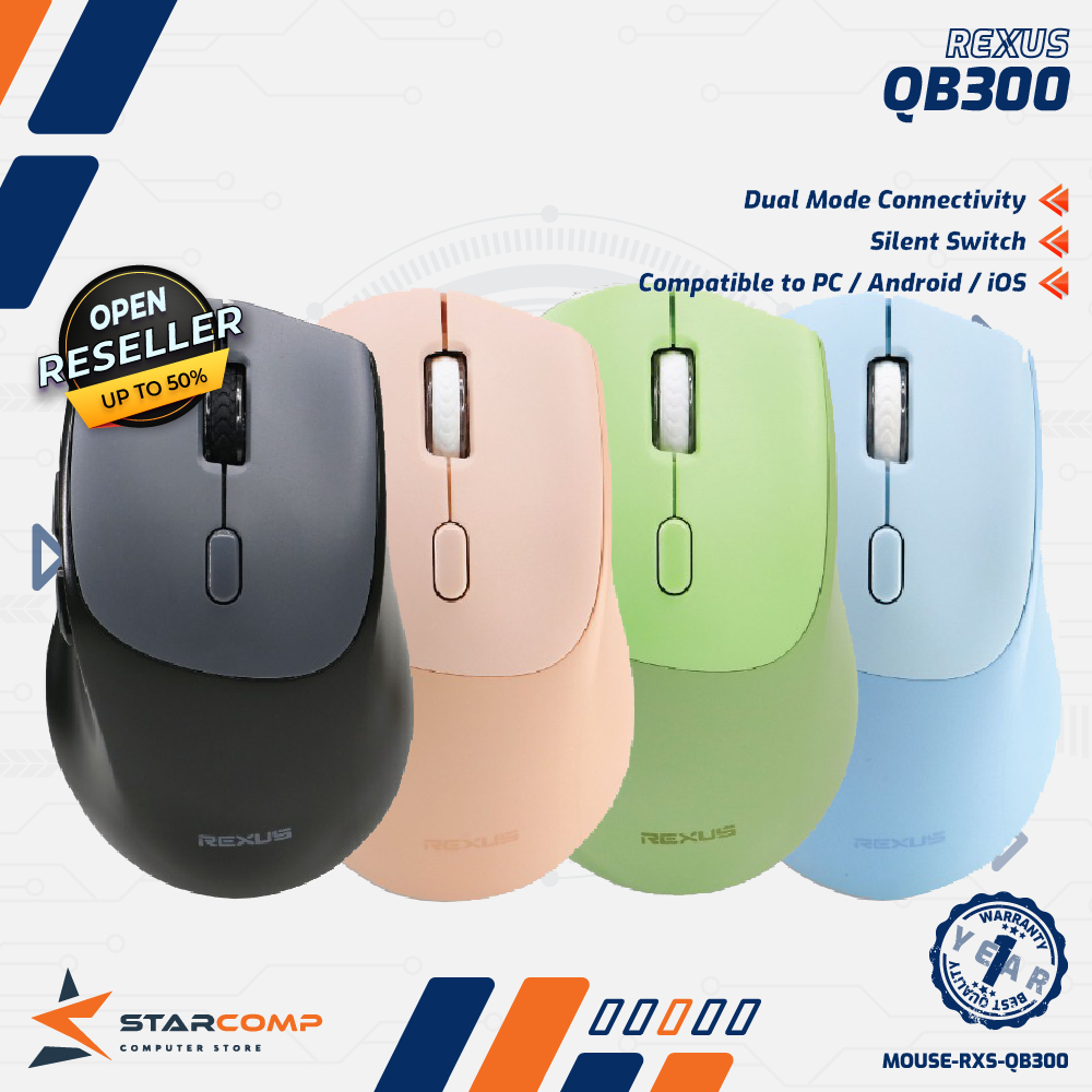 Jual Rexus QB300 Wireless Silent Mouse Bluetooth + 2.4 GHz Rechargeable ...