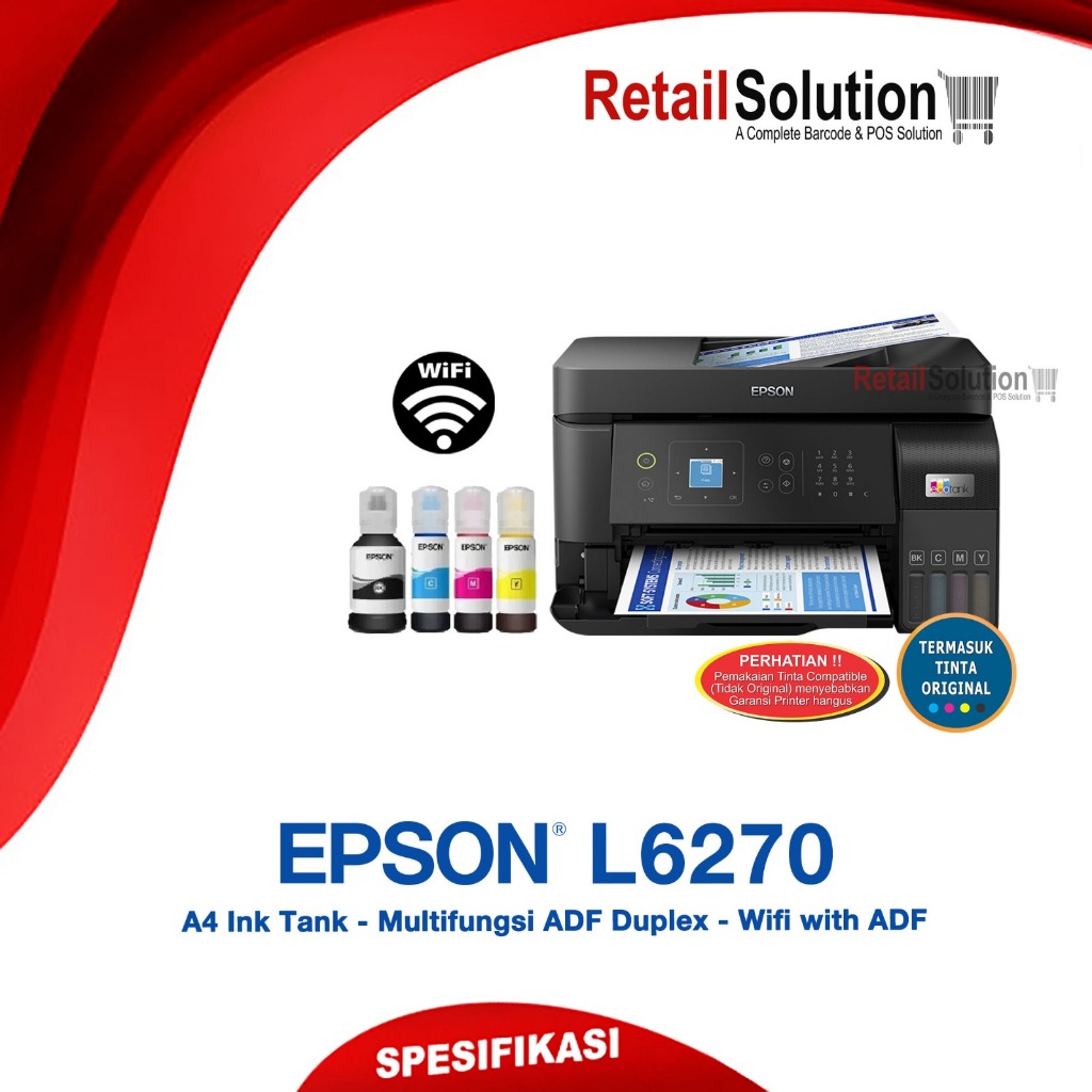 Jual Printer AIO Scan Fotocopy A4 WiFi LAN Duplex ADF - Epson L6270 ...