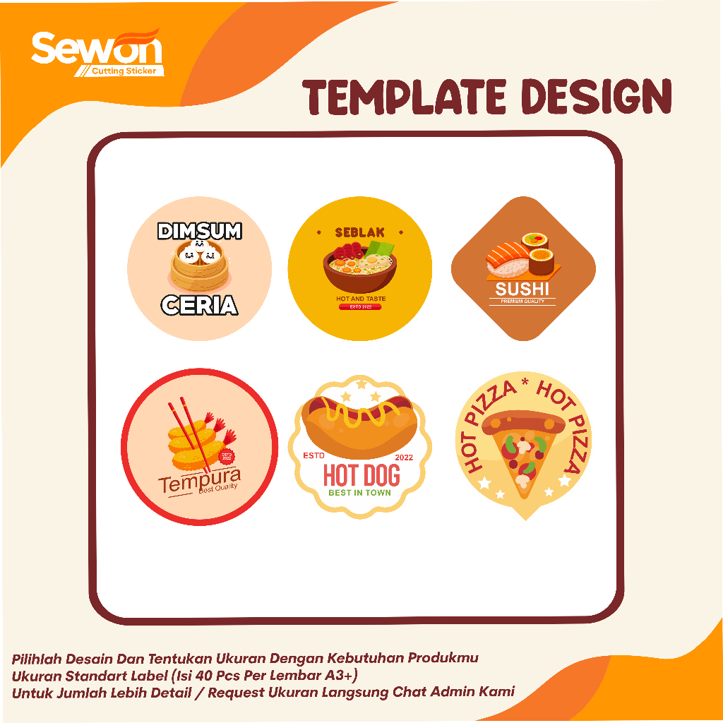 Jual Sticker makanan | free template | sticker cutting | sticker label ...