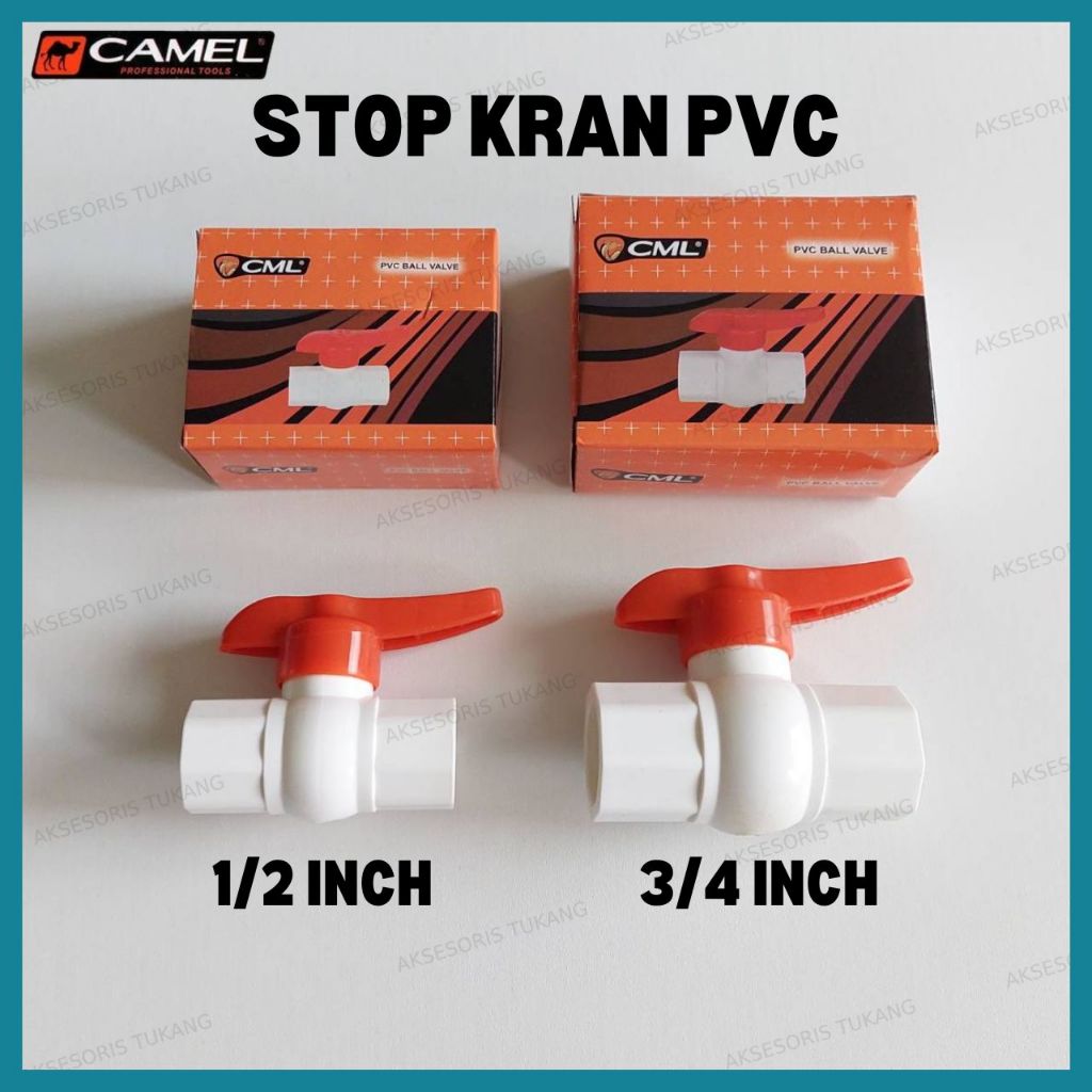 Jual Stop Kran PVC 1/2" 3/4" Inch Camel Ball Valve Klep Stop Keran Air ...
