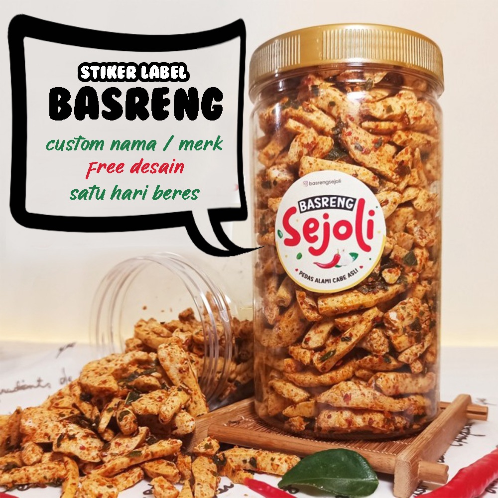 Jual Stiker Label Basreng Kemasan Makanan Cemilan Custom Desain Sticker ...