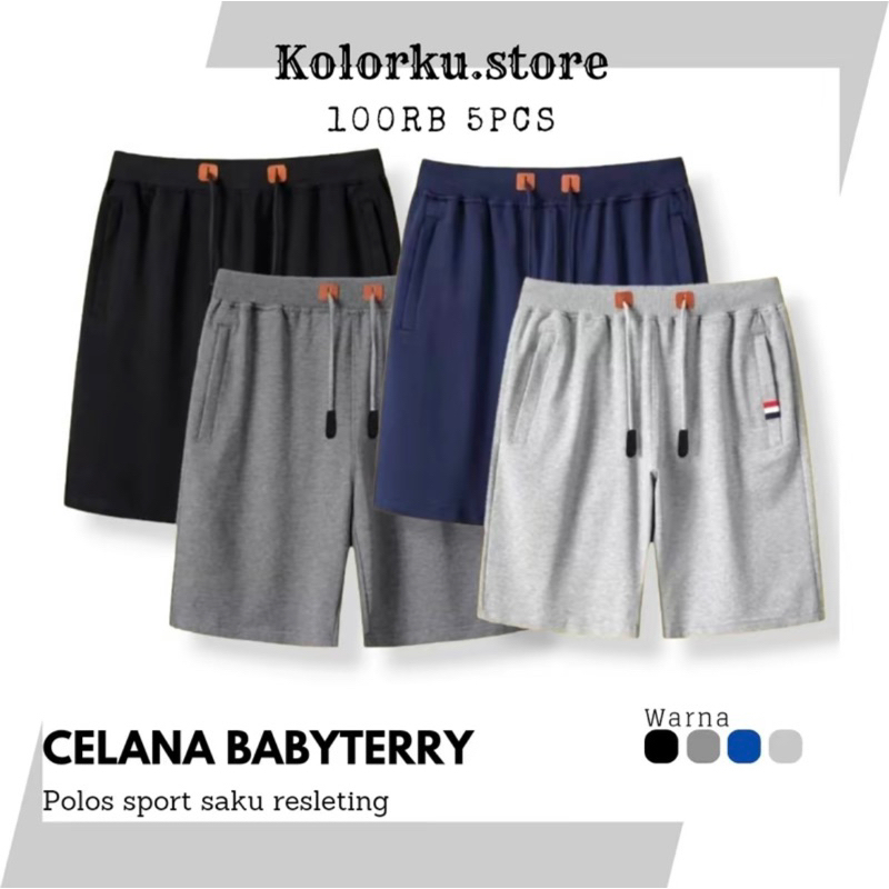 Jual Baby Terry 100rb dapat 5 Celana Pendek Sport Zipper Fleece ...