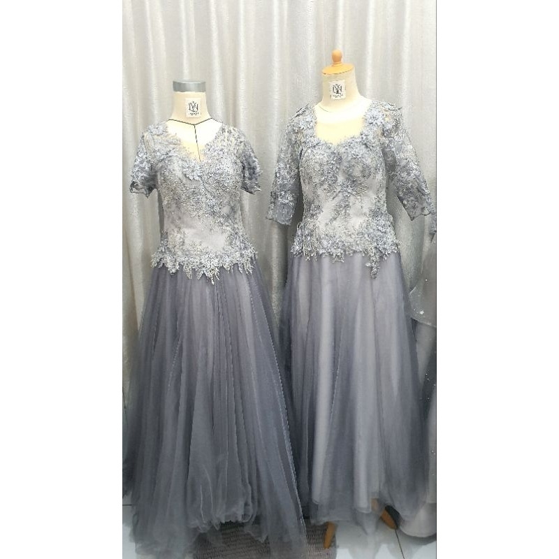 Jual Gaun mama abu2 premium by Lavani Atelier (preloved) | Shopee Indonesia