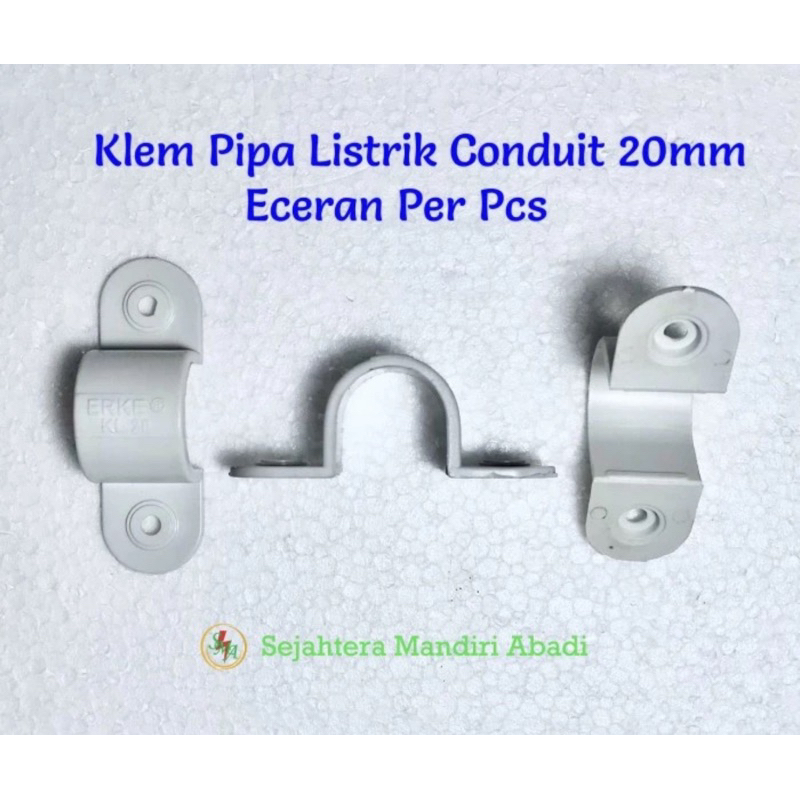 Jual Klem Pipa Listrik 20mm Putih Clamp Conduit Klem Konduit Eceran Per ...