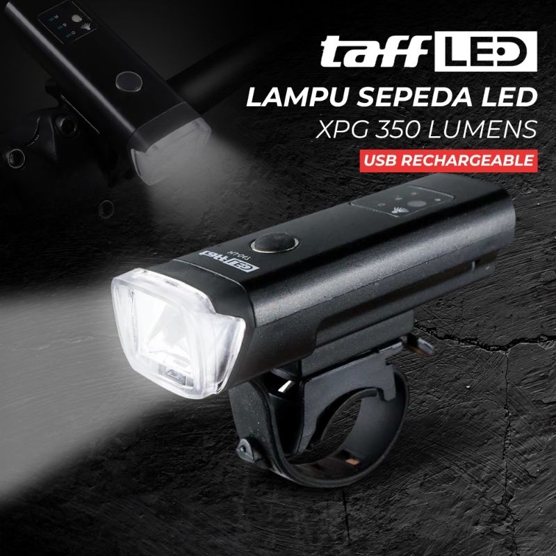 Jual TAFFLED LAMPU DEPAN SEPEDA LED USB RECHARGEABLE XPG 350 LUMENS ...