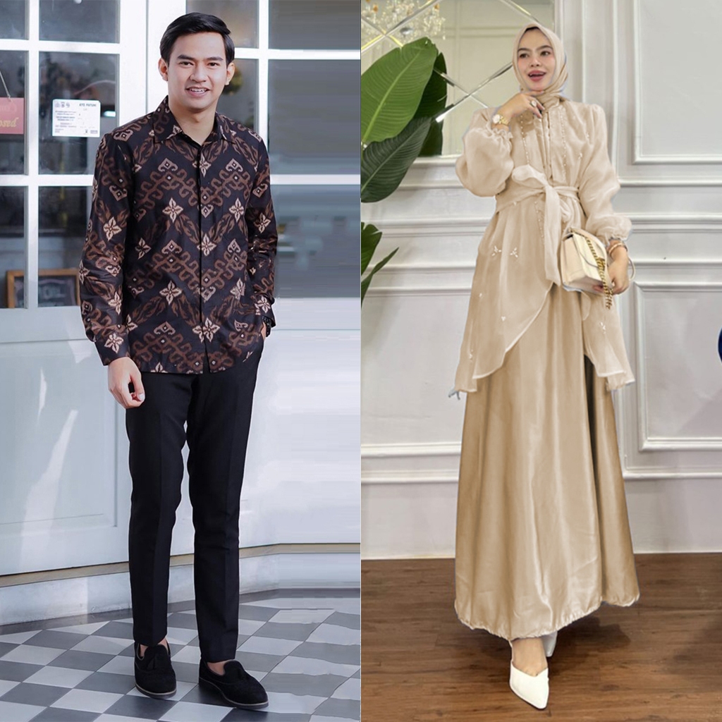 Jual Baju Couple Gamis Pasangan Lebaran Kekinian 2024 - Maxi Dress ...