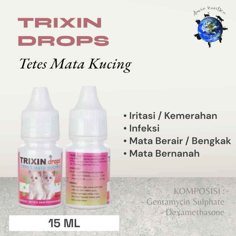 Jual Trixin Drops Tetes Mata Kucing 15 ML - Atasi Mata Infeksi / Berair ...