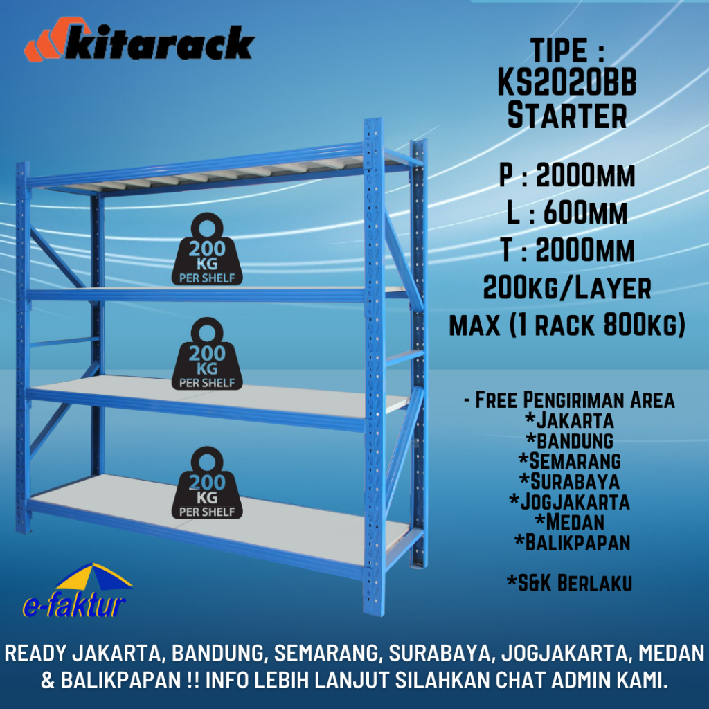 Jual WAREHOUSE RACK KITARACK KS2020 STARTER - RAK GUDANG LIGHT DUTY 2 ...