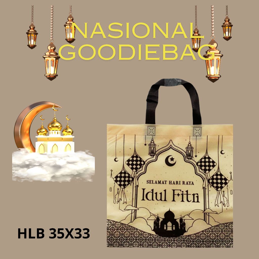 Jual TAS spunbond LEBARAN HLS IDUL FITRI 75gsm dan 65GSM ,goodie bag ,tas idul fitri,tas ...