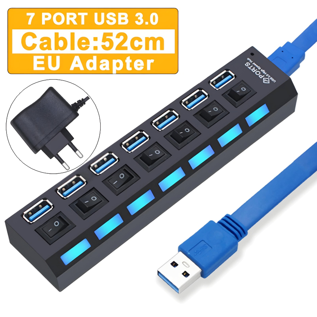 Jual USB Hub 7 Port USB 3.0 High Speed Extender Y445 | Shopee Indonesia