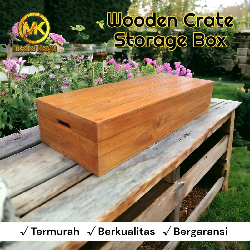 Jual wooden crate tutup box kayu penyimpanan peti kayu multifungsi ...