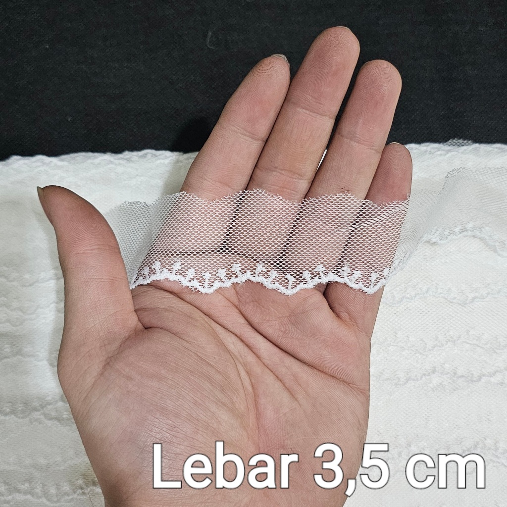 Jual Renda Tile 3,5 cm @15 yard Renda Air Renda Kaca Renda Organdi ...