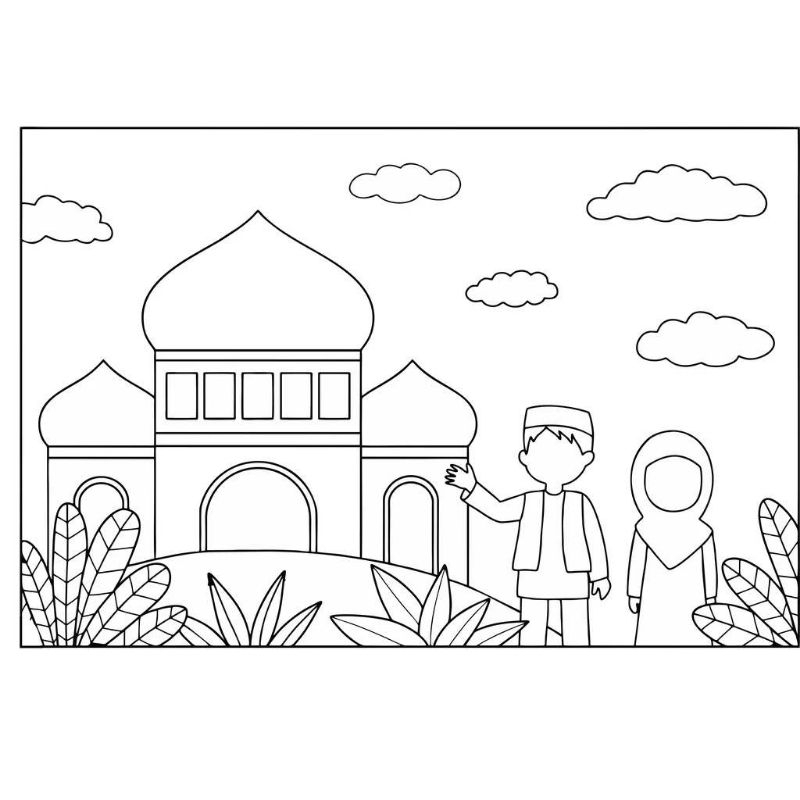 Jual OTTO kertas Gambar Sketsa Mewarnai ISLAMI TEMA MASJID Menggambar ...