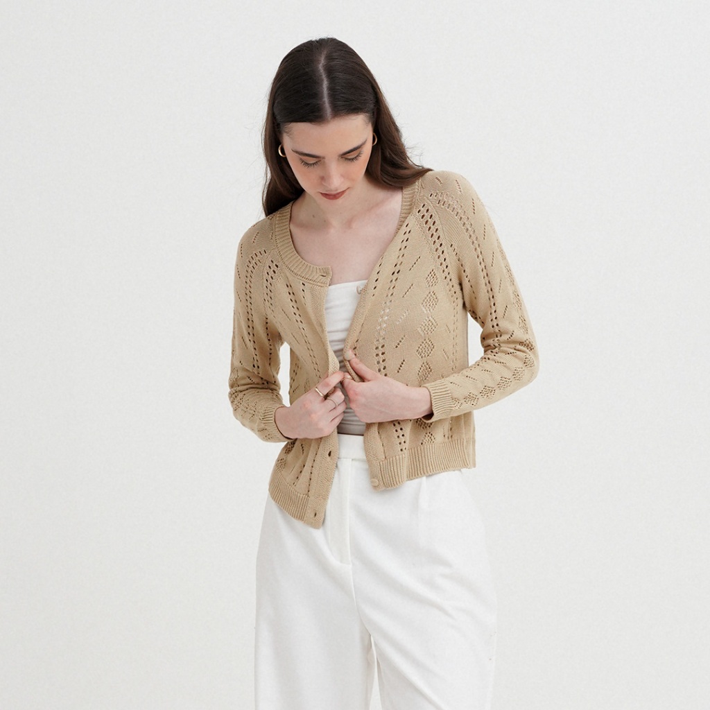 Jual Mississippi Reconnect Knit Cardingan With Pattern Wanita Lengan Panjang I31000258M Kream ...