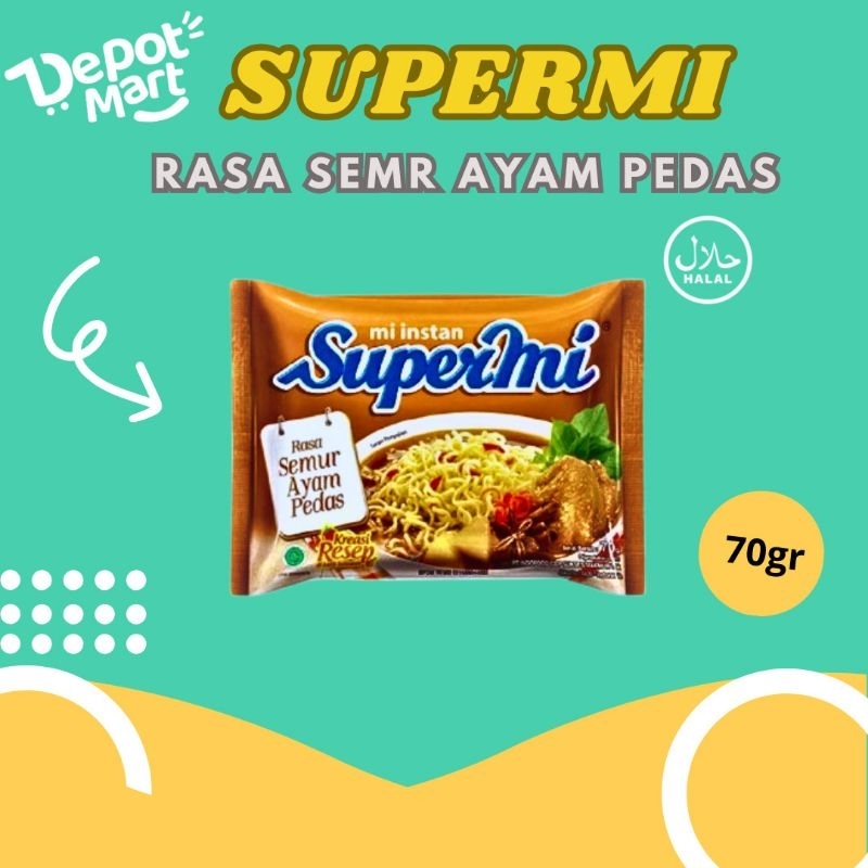 Jual 5 Pcs Mie Instant Supermie Semur Ayam Pedas 70GR Depot Mart ...