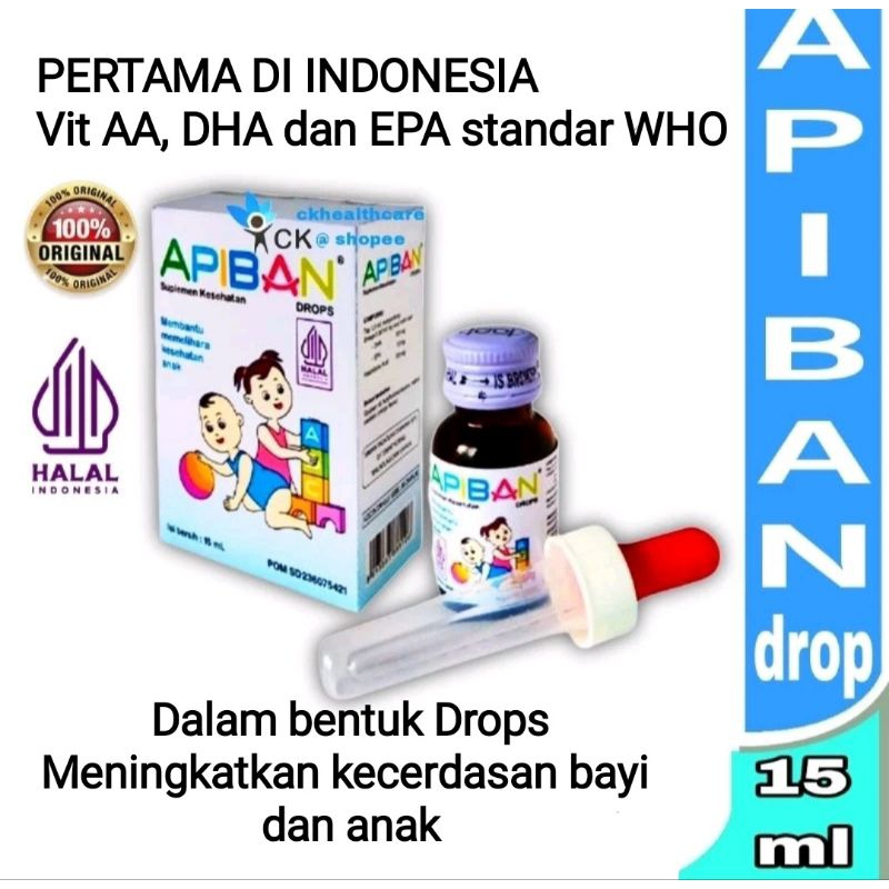 Jual APIBAN DROPS 15 ml Vitamin kecerdasan bayi dan anak standar WHO AA ...