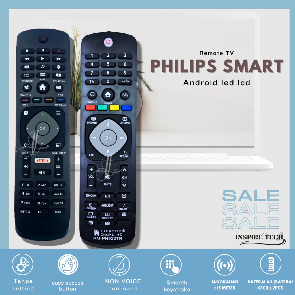 Jual Remot Remote TV Philips Android LED LCD Smart Netflix tanpa ...