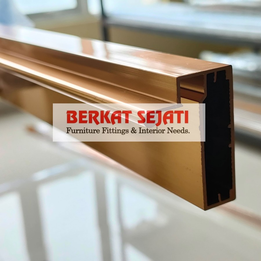Jual Profil Handle Frame Kaca Lemari Kitchen Aluminium FHD 128 GOLD ...