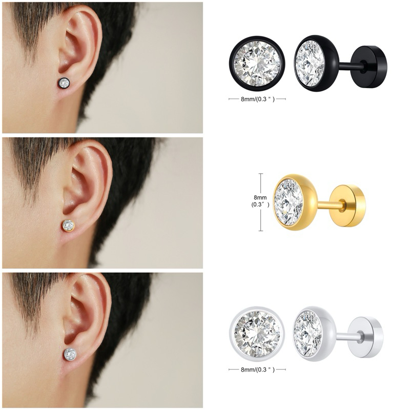 Jual Anting berlian permata pria dan wanita stainles stell warna emas ...