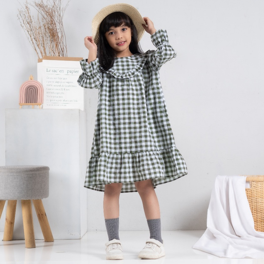 Jual Little Pampered Cotton Check Tunic Kids Tunic Anak Perempuan ...