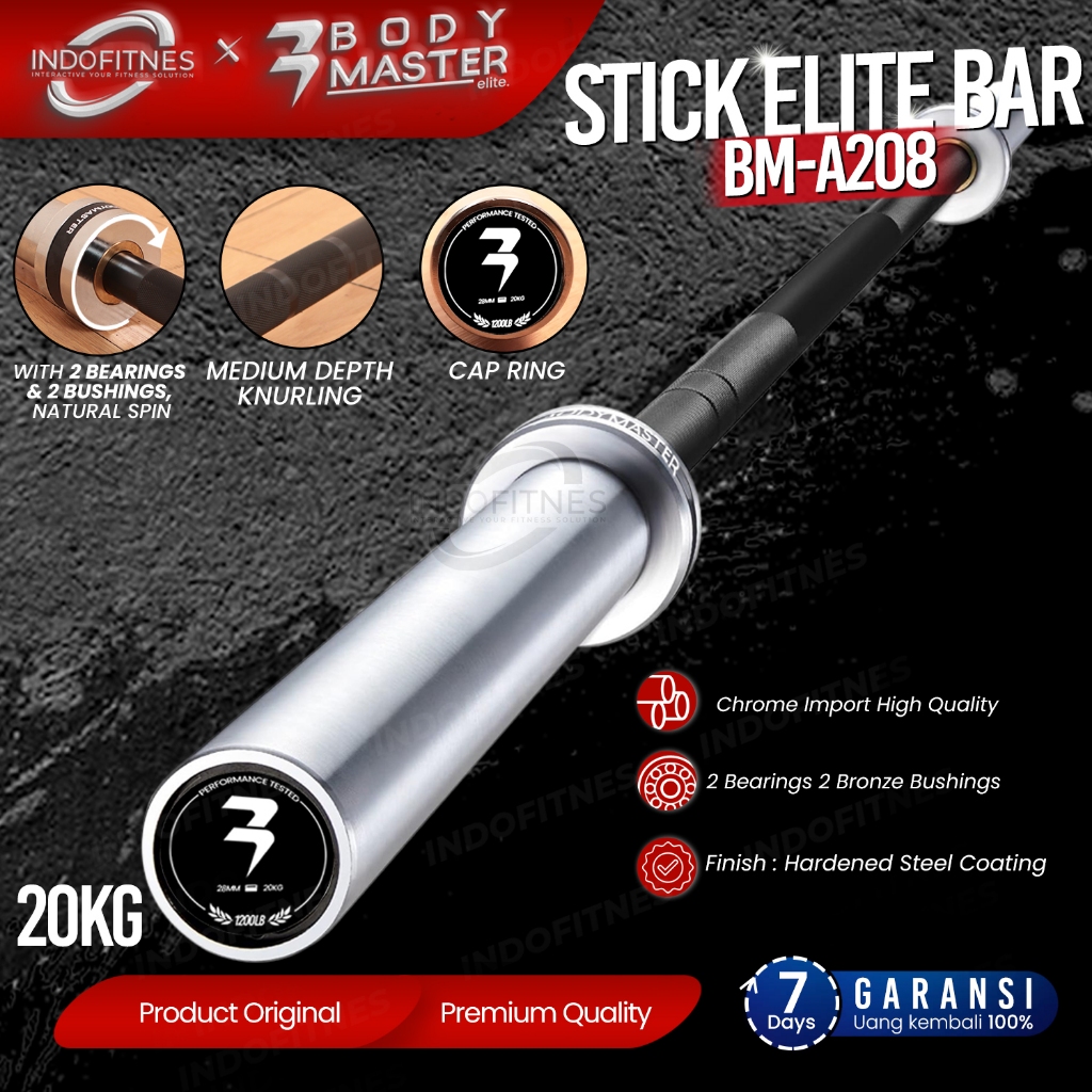 Jual BODYMASTER Olympic ELITE BAR 220cm BM-A208 Stick Barbell 20KG Crossfit | Shopee Indonesia