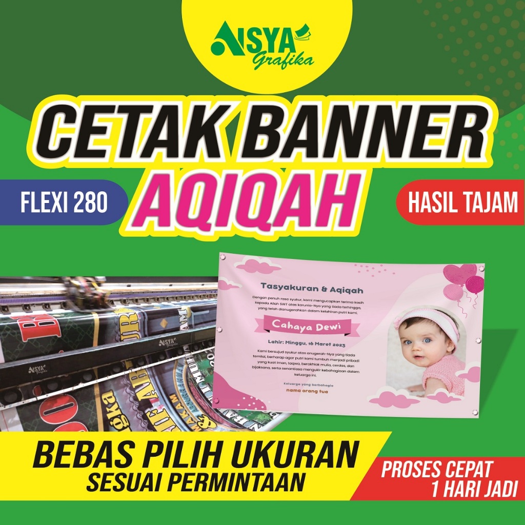 Jual Cetak banner Aqiqah custom / spanduk / backdropp | bahan flexi 280 gr | banner khitan ...