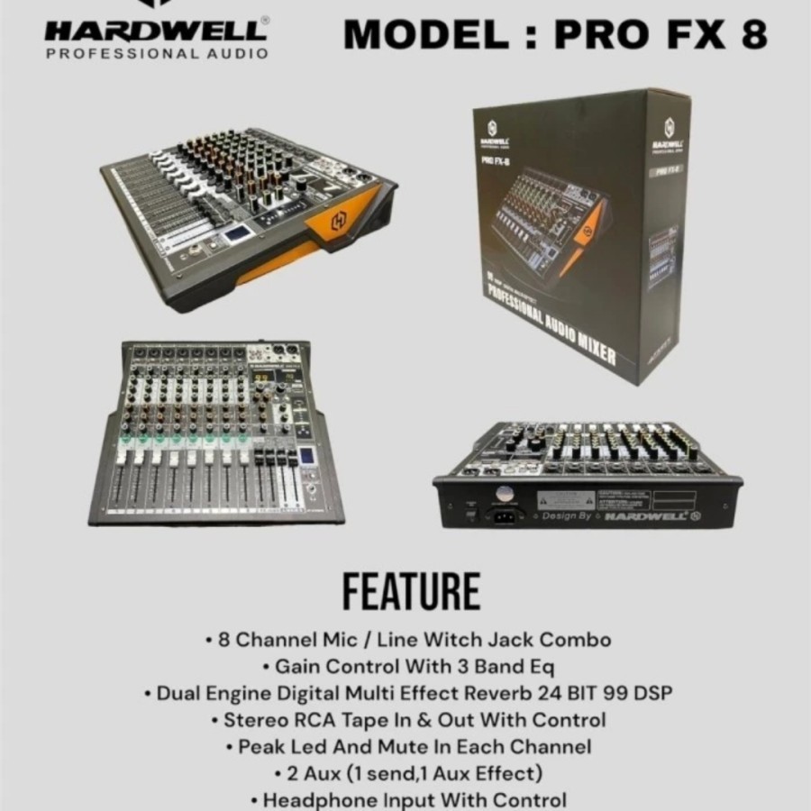 Jual Mixer Mixing HARDWELL 8ch 8 Channel PRO FX8 FX Reverb Original ...