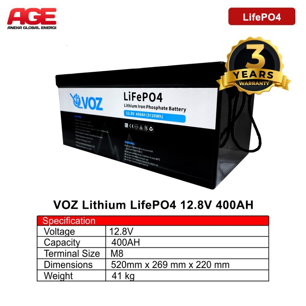 Jual Aki Lithium Battery Voz LiFePO4 12V 400AH Baterai Lithium Aki ...