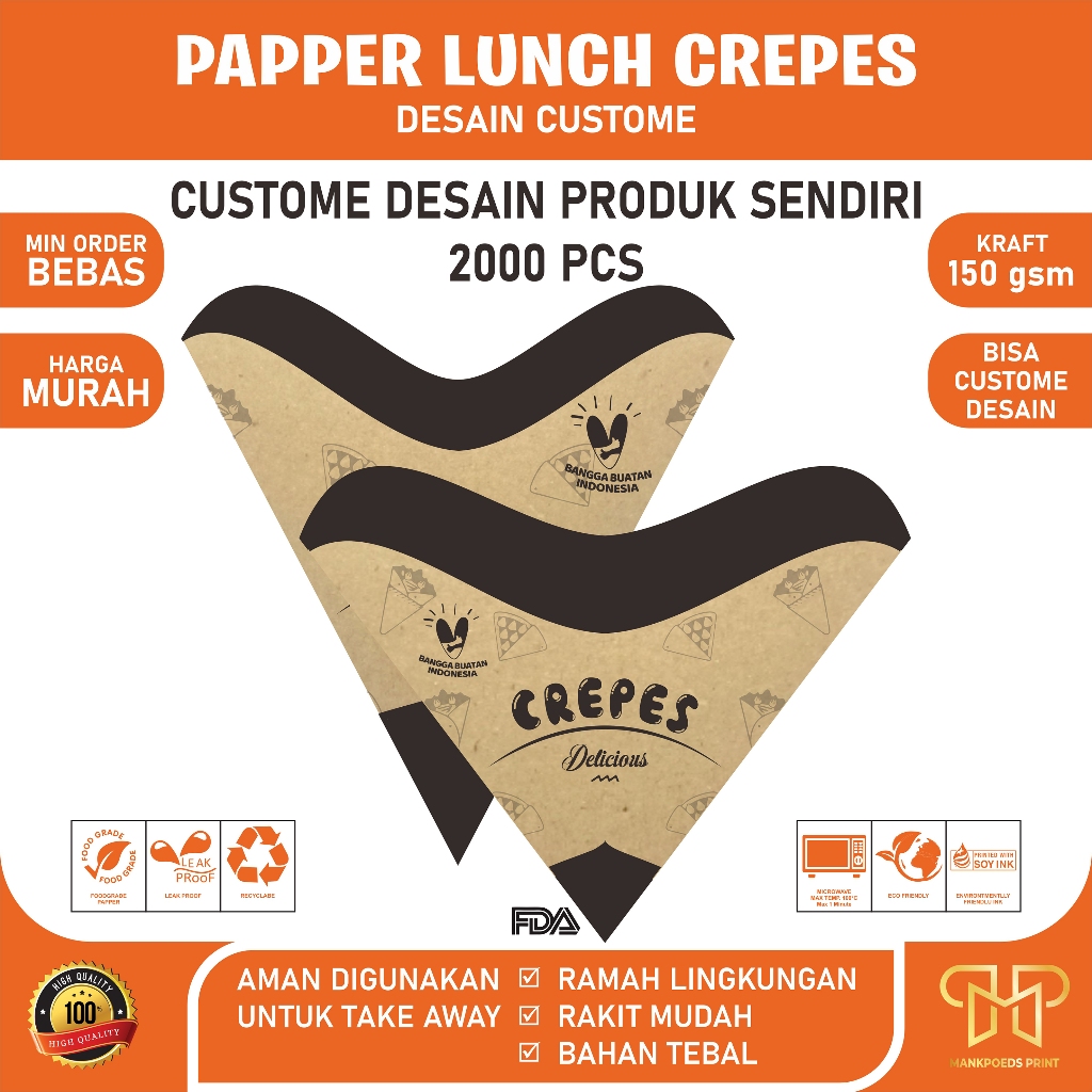 Jual Custom Kemasan Crepes - Paper Lunch Crepes - Tempat Makan Crepes ...
