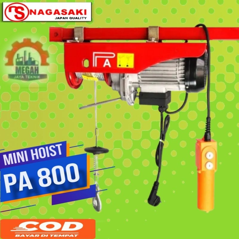 Jual ELECTRIC MINI HOIST PA 800KG X 20 METER 220V/1PHASE NAGASAKI JAPAN ...