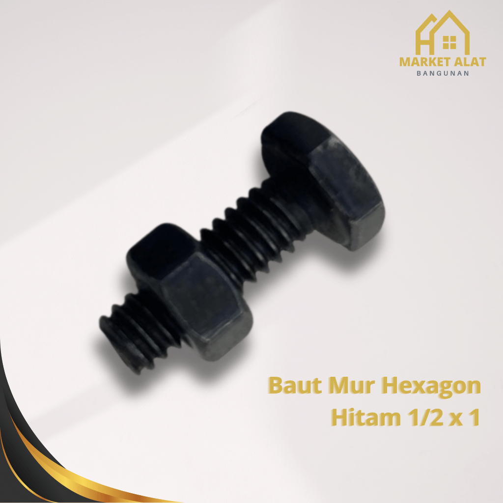 Jual Baut Mur Hexagon 1/2 x 1 UNC Baja Hitam Kunci 19 / Full Set Baut ...
