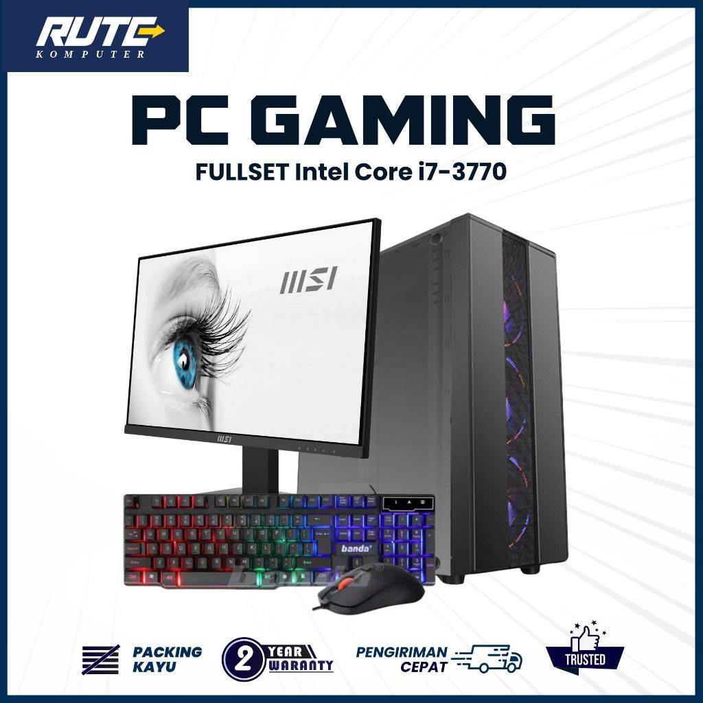 Jual PC Rakitan Gaming Editing Full set Intel Core i7-3770 Ram 16GB HDD 500GB SSD 256GB VGA DDR5 ...
