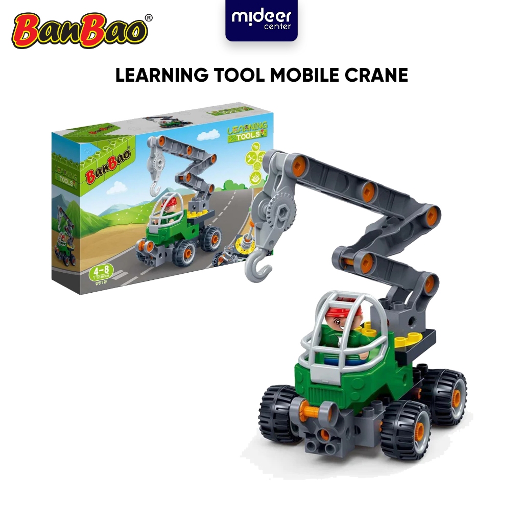 Jual BanBao Learning Tools Mobile Crane Return Building Blocks Mainan ...