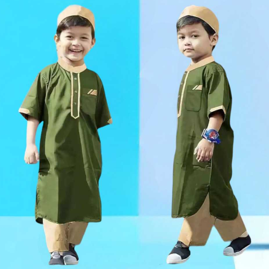 Jual Baju Koko Anak Laki-Laki Setelan Koko Lis Model Jubah 1-10 Tahun ...
