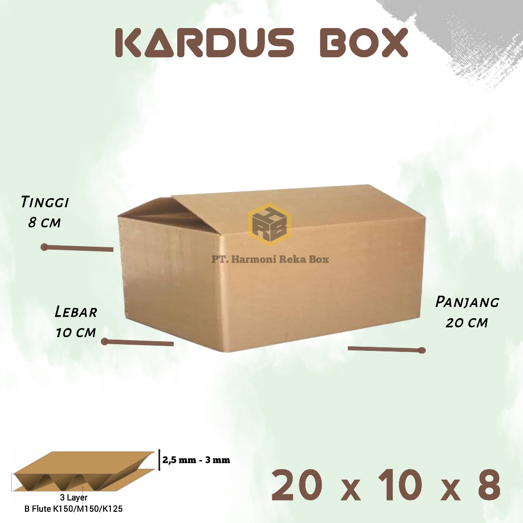 Jual Kardus/box packing kecil Polos Luar Dalam ukuran 20 cm × 10 cm × 8 ...