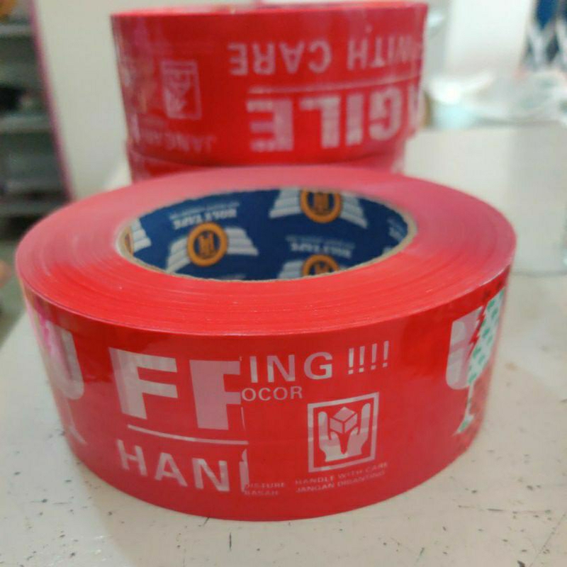 Jual LAKBAN FRAGILE MERAH 48MM X 300YARD JUMBO | Shopee Indonesia