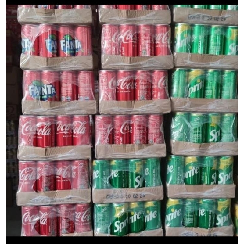 Jual Minuman kaleng coca cola / sprite / fanta 250ml isi 24 klg (1 dus ...