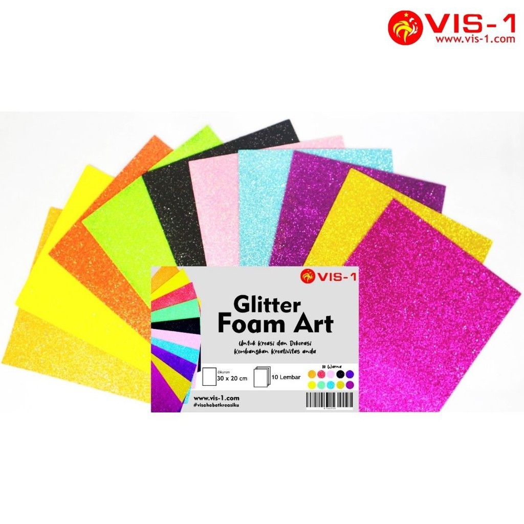 Jual GLITTER FOAM ART VIS-1 FOAM ART 20x30cm ISI 10 PCS Eva Foam ...